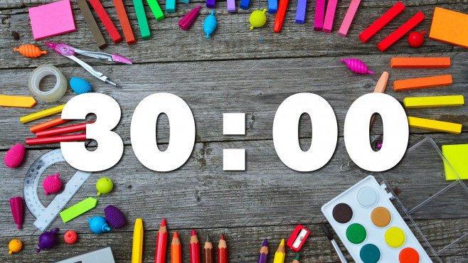 Free Classroom Timer: Pencils, Textbooks, and an Apple: 30:00