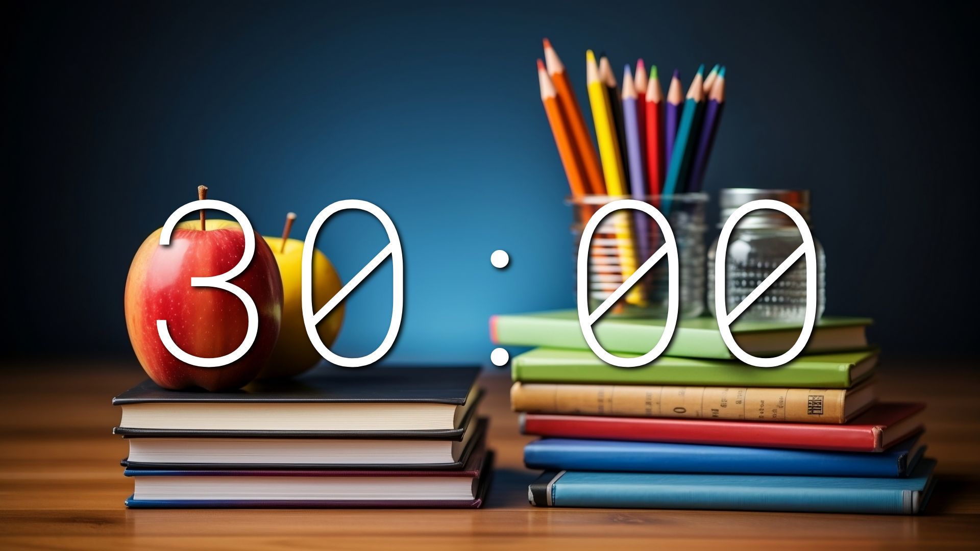 Free Classroom Timer: Pencils, Textbooks, and an Apple: 30:00