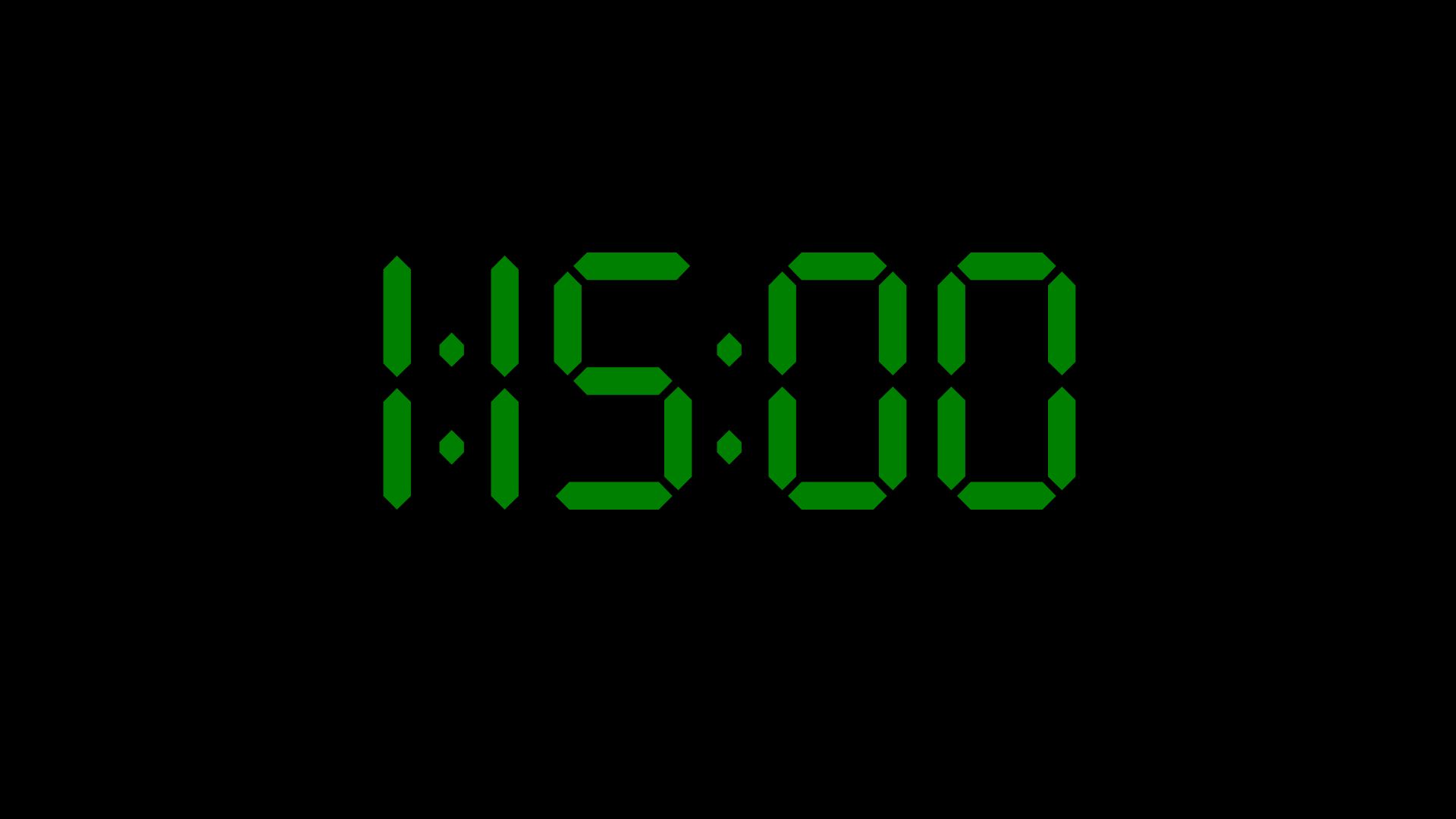 [ 1:15:00 ] Full Screen Countdown Timer - Green Digital Clock