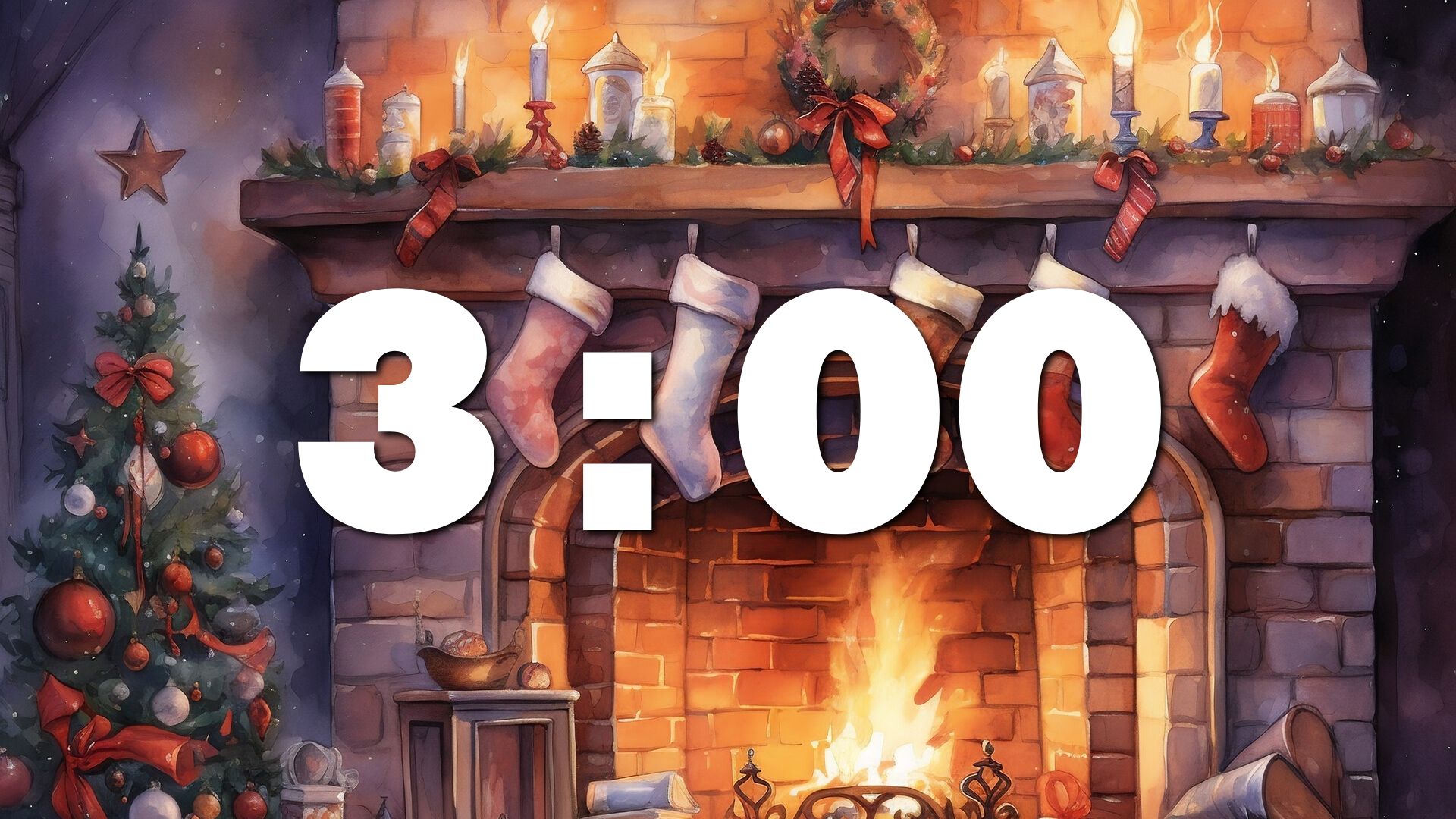 Free 3:00 Christmas Fireplace Countdown Timer