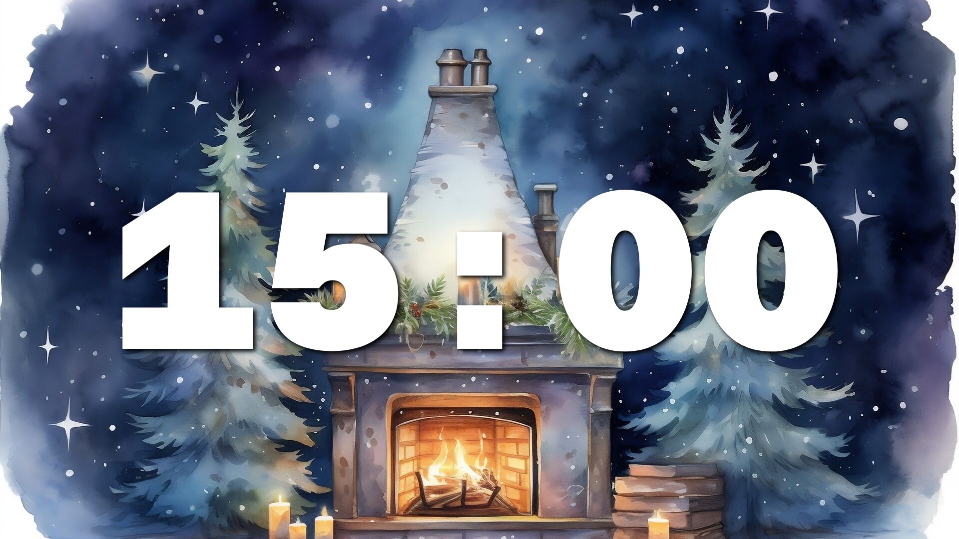 [ 15:00 ] Christmas fireplace countdown timer