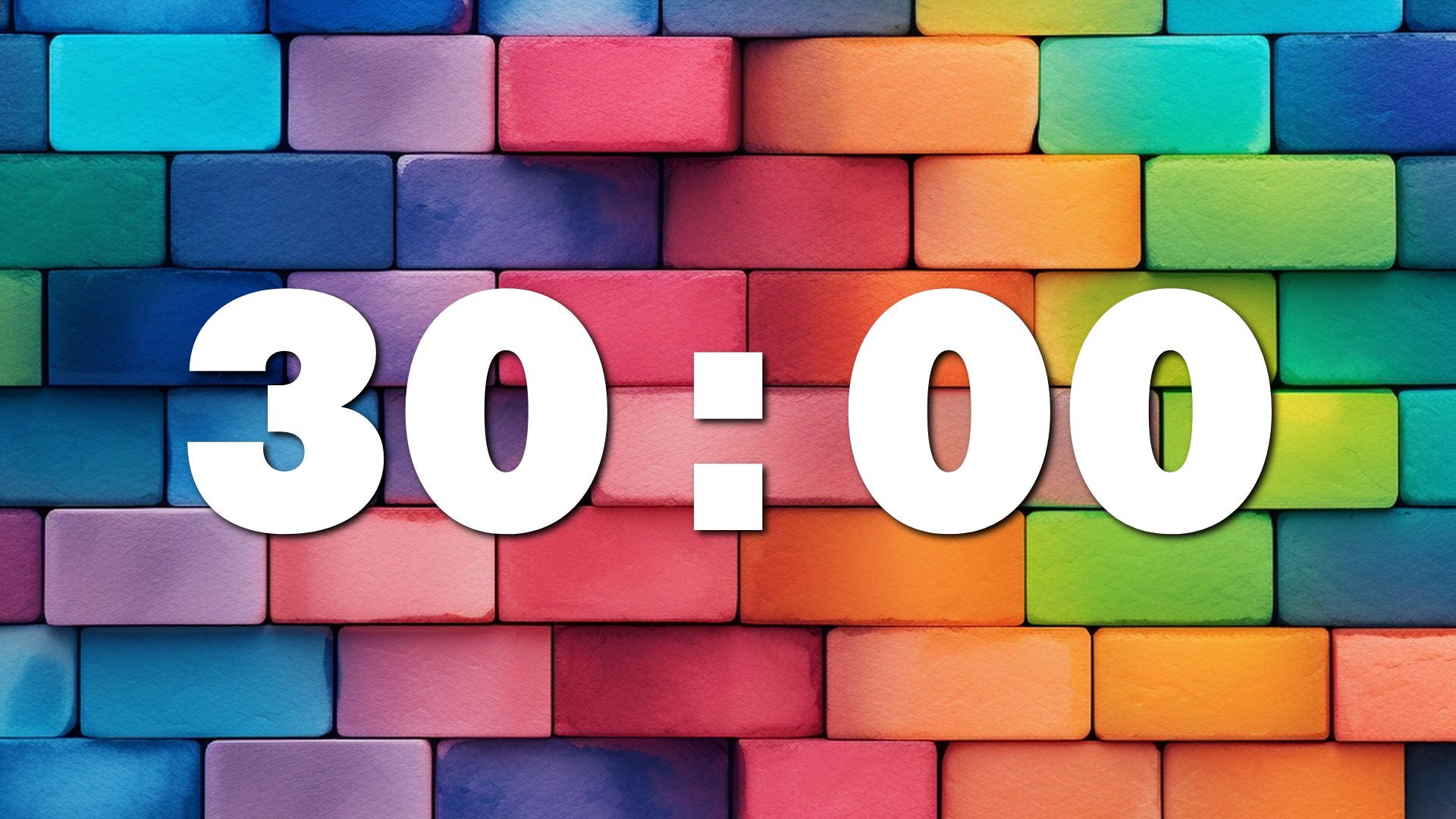 Bright, rainbow geometric countdown timer - 30 minutes