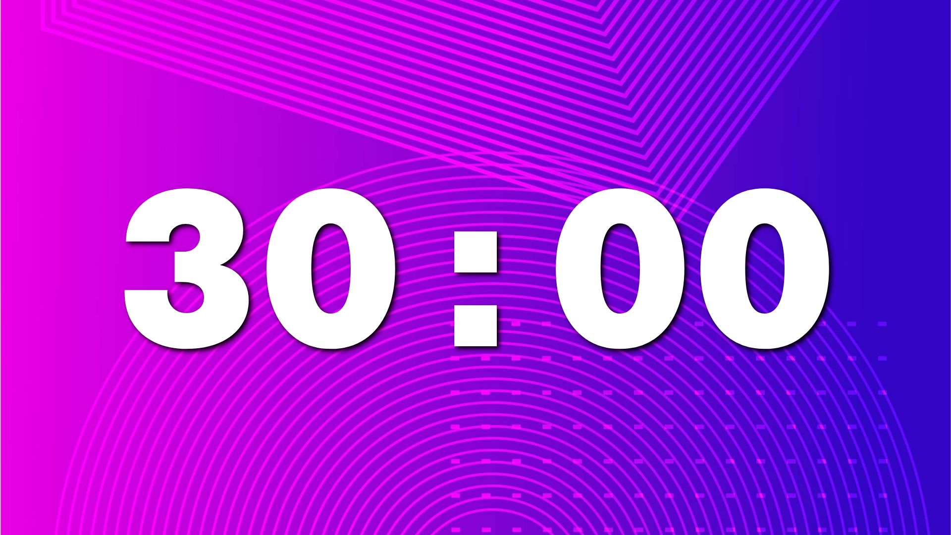 Bright, rainbow geometric countdown timer - 30 minutes