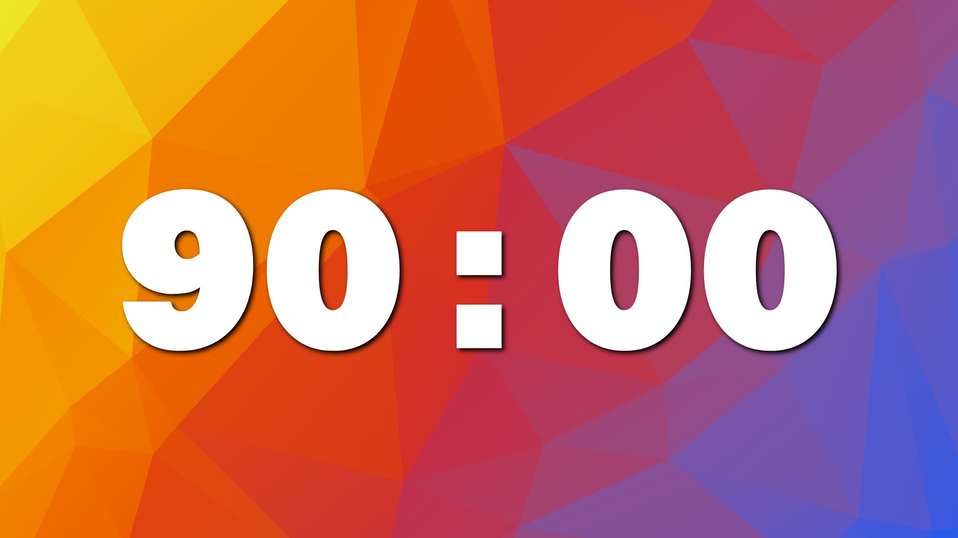 [ 90:00 ] Dynamic Low Poly Countdown Timer with Seamless Color Transitions